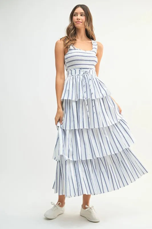 Pin Stripe Layered Midi Dress – Cape Cod Clothing Company